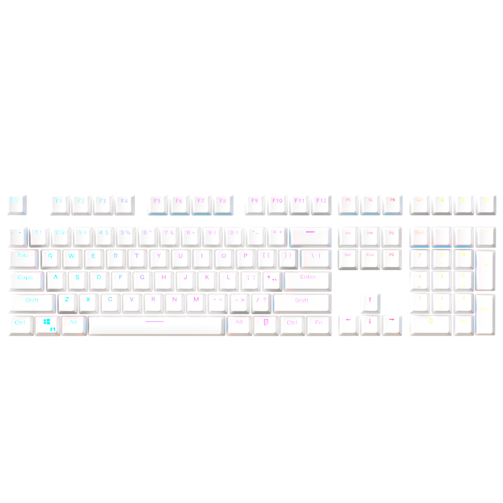 Pure White Keycap Set - Kraken Keycaps - Doubleshot PBT - Backlit ...