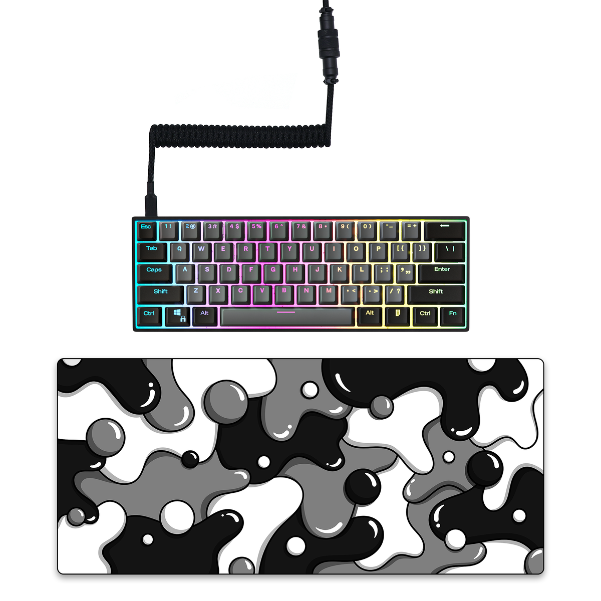 STEALTH Keyboard + COILED CABLE + MOUSE PAD Bundle – Kraken Keyboards